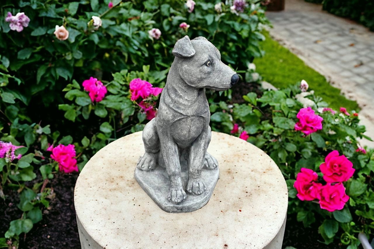 Massive Sitting Jack Russell on Base Figure Stone Dog Memorial Statue ...