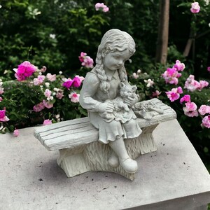 Jump Rope Jenny Statue Girl Sitting on Bench Sculpture Outdoor Gardeb ...