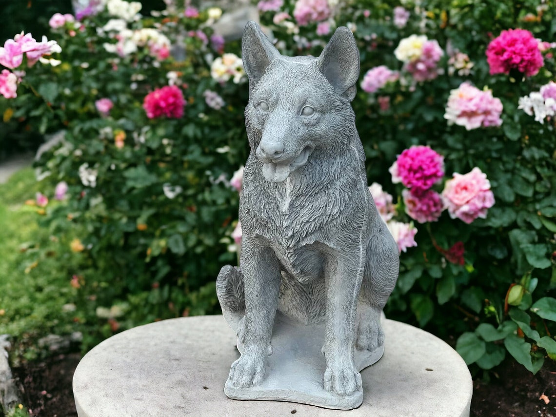 Concrete Massive German Shepherd on Base Figure Detailed German ...
