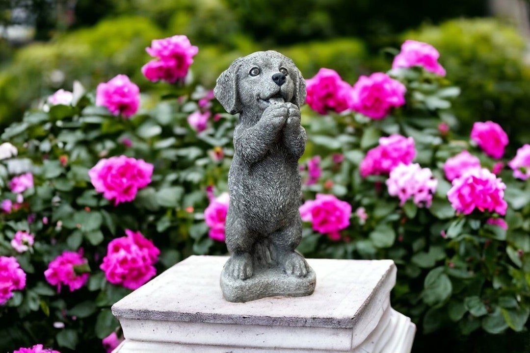 Standing Puppy Statue Begging Dog Figure Concrete Dog Sculpture Pet ...