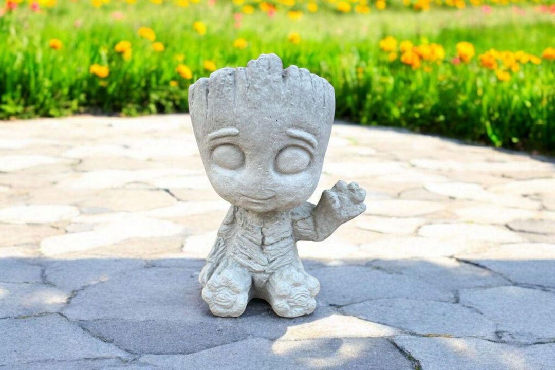 Hand up Groot Figure Sitting Groot Flowers Planter Figurine Cement ...