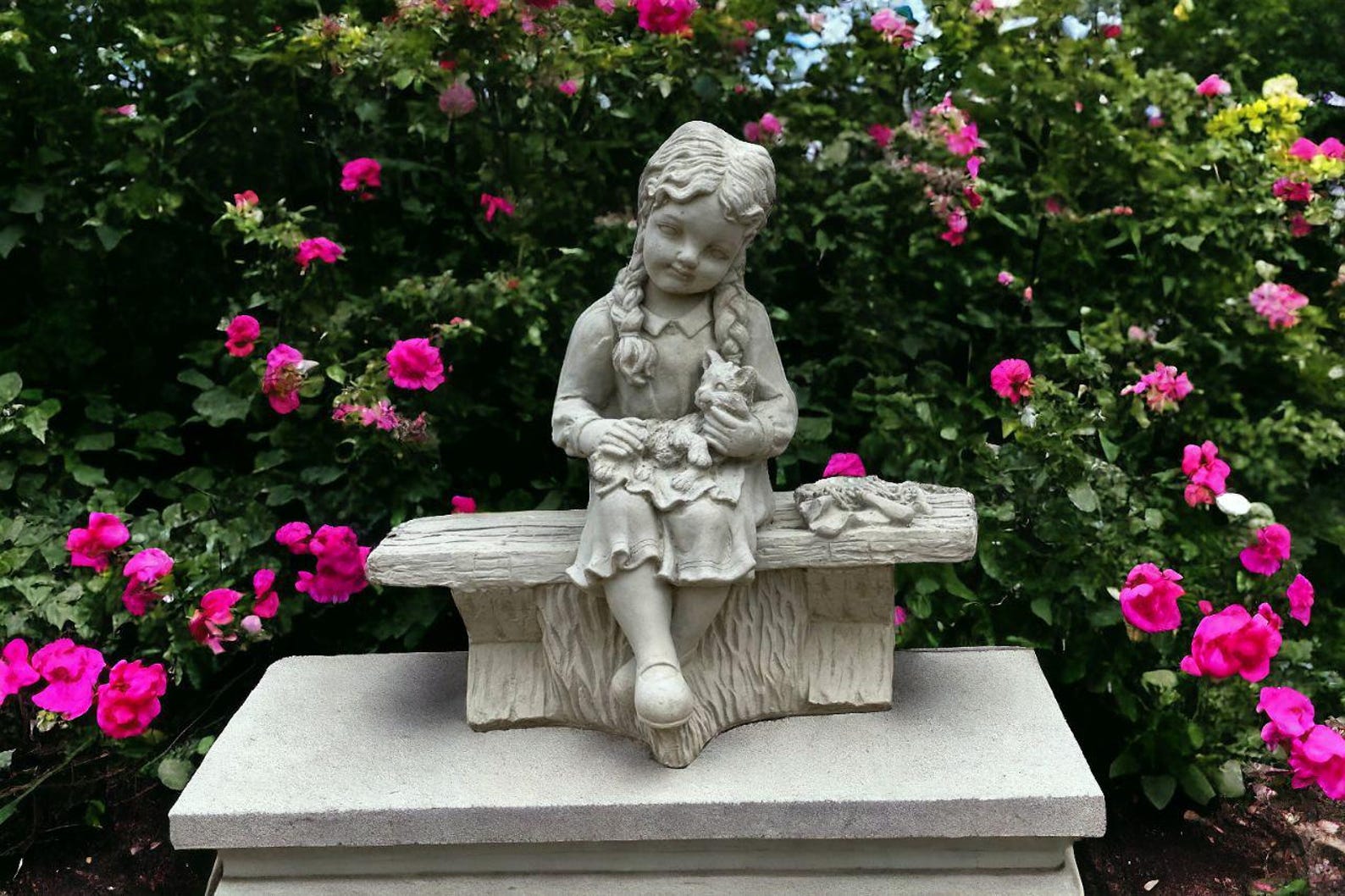 Jump Rope Jenny Statue Girl Sitting on Bench Sculpture Outdoor Gardeb ...