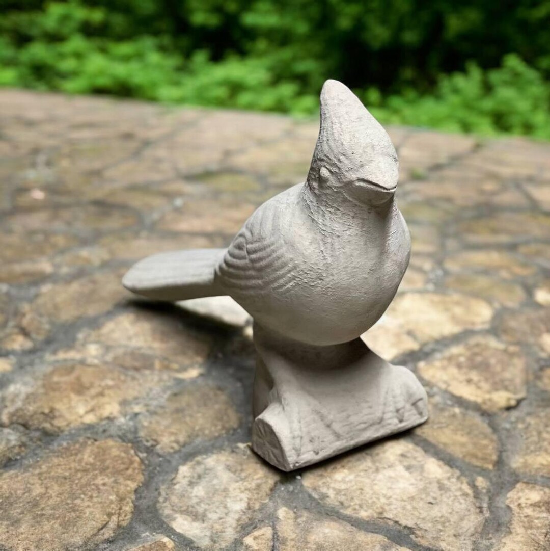 Cardinal Bird Sitting on Rock Sculpture Cardinal Figure Wild Bird ...