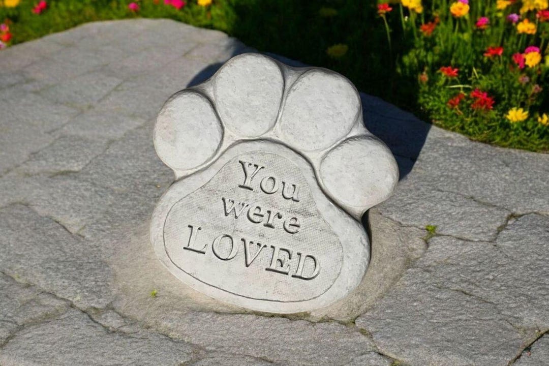 Puppy Paw Statue Concrete Pet Memorial Massive Puppy Print Grave Dog ...