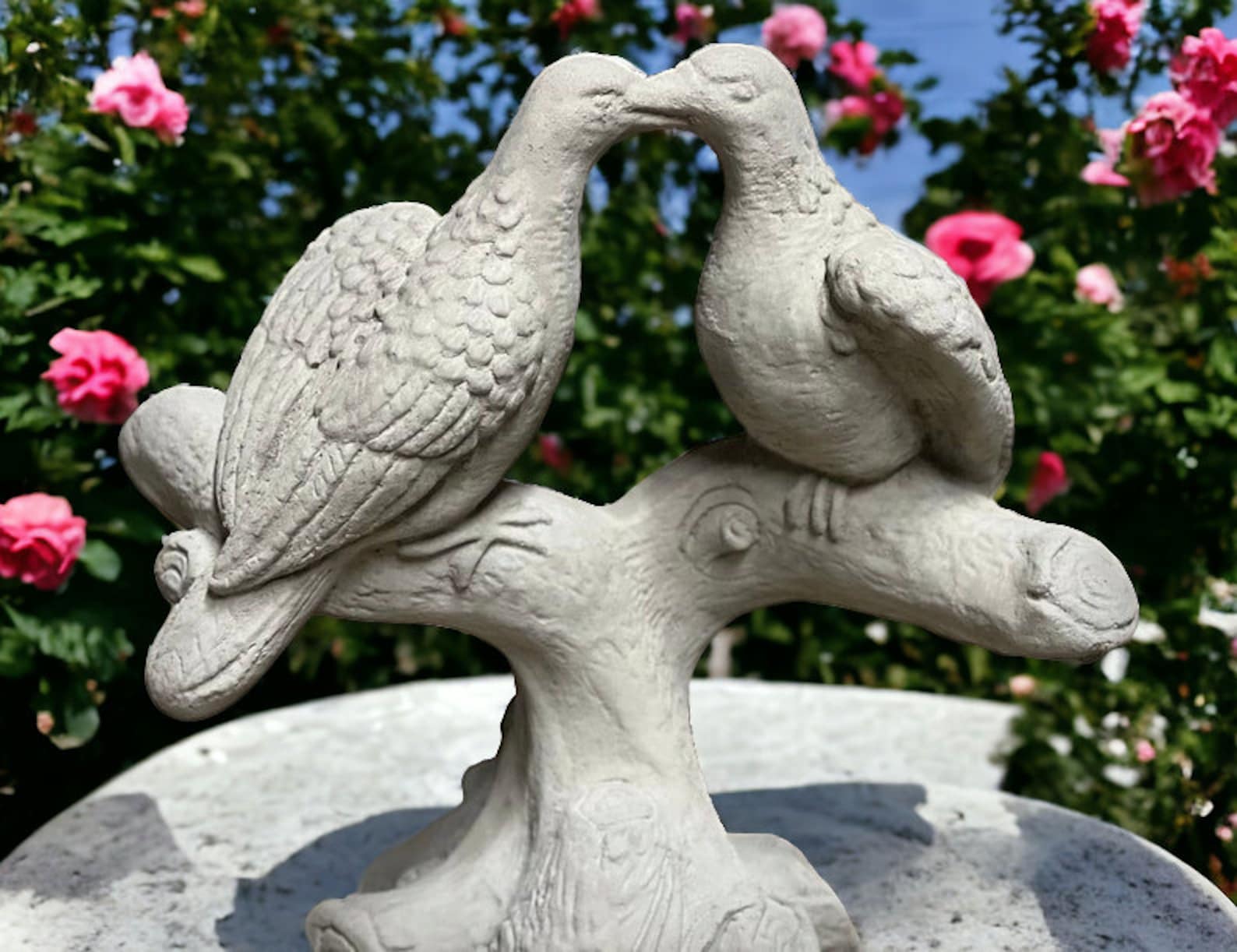 Two Doves Garden Statue Detailed Two Birds on Tree Figure Love Birds ...