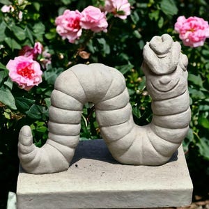 Garden Worm Stone Figure Massive Cowboy Worm Sculpture Concrete ...
