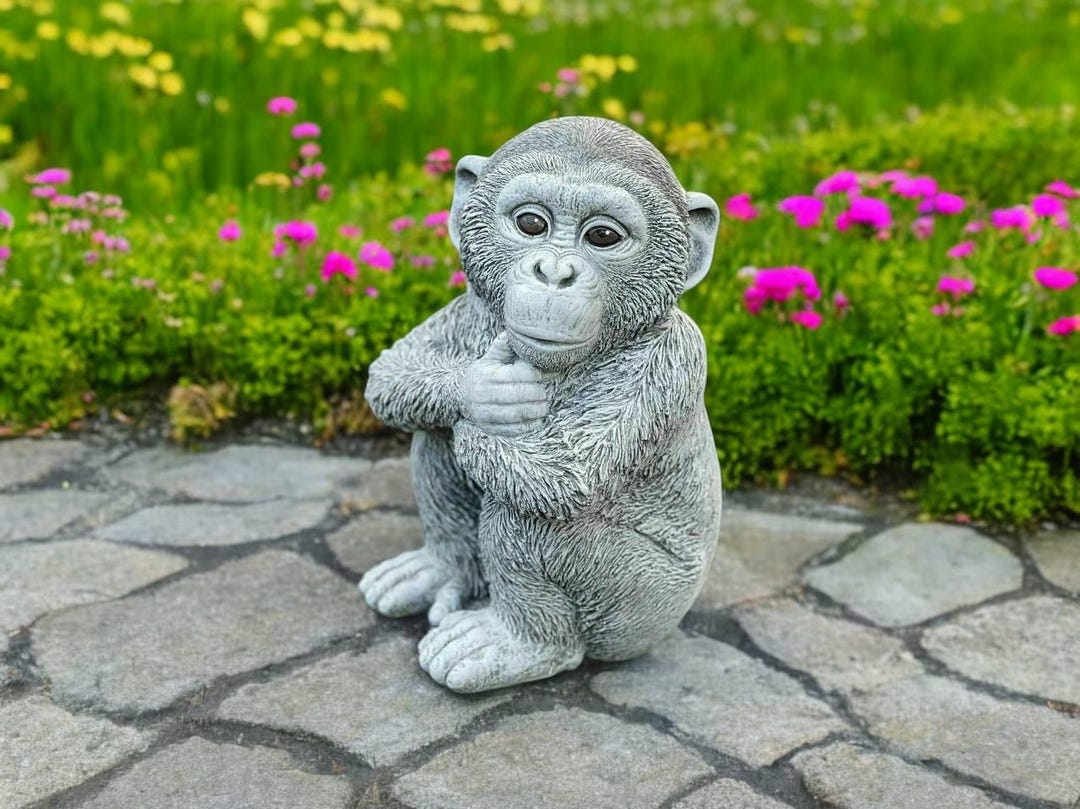 Realistic Chimpanzee Monkey Statue Stone Monkey Sculpture Cement Yard ...