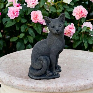 Black Siamese Cat Figure Concrete Kitten Statue Cat Memorial Outdoor or ...