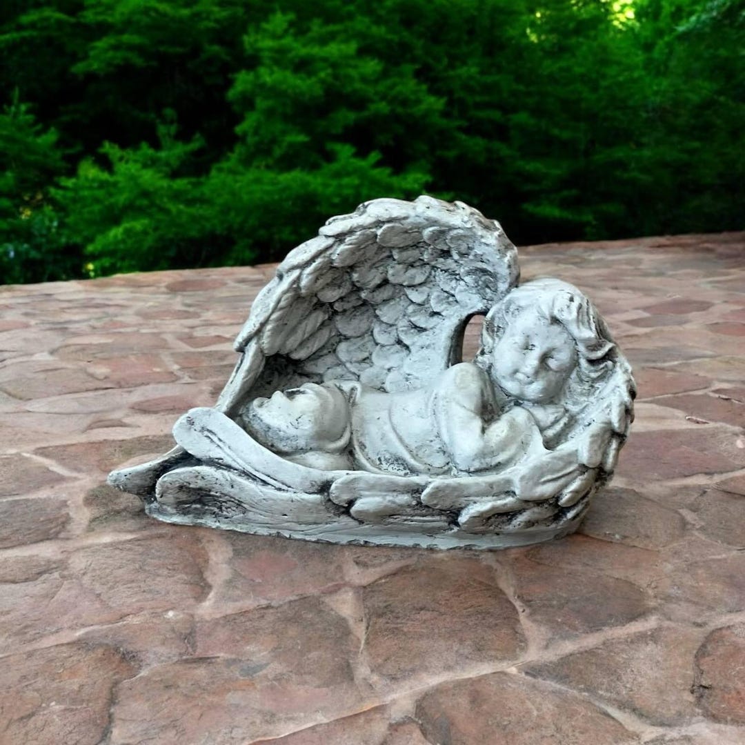 Facing Right Angel Figure Sleeping Cherub Sculpture Home Decoration ...