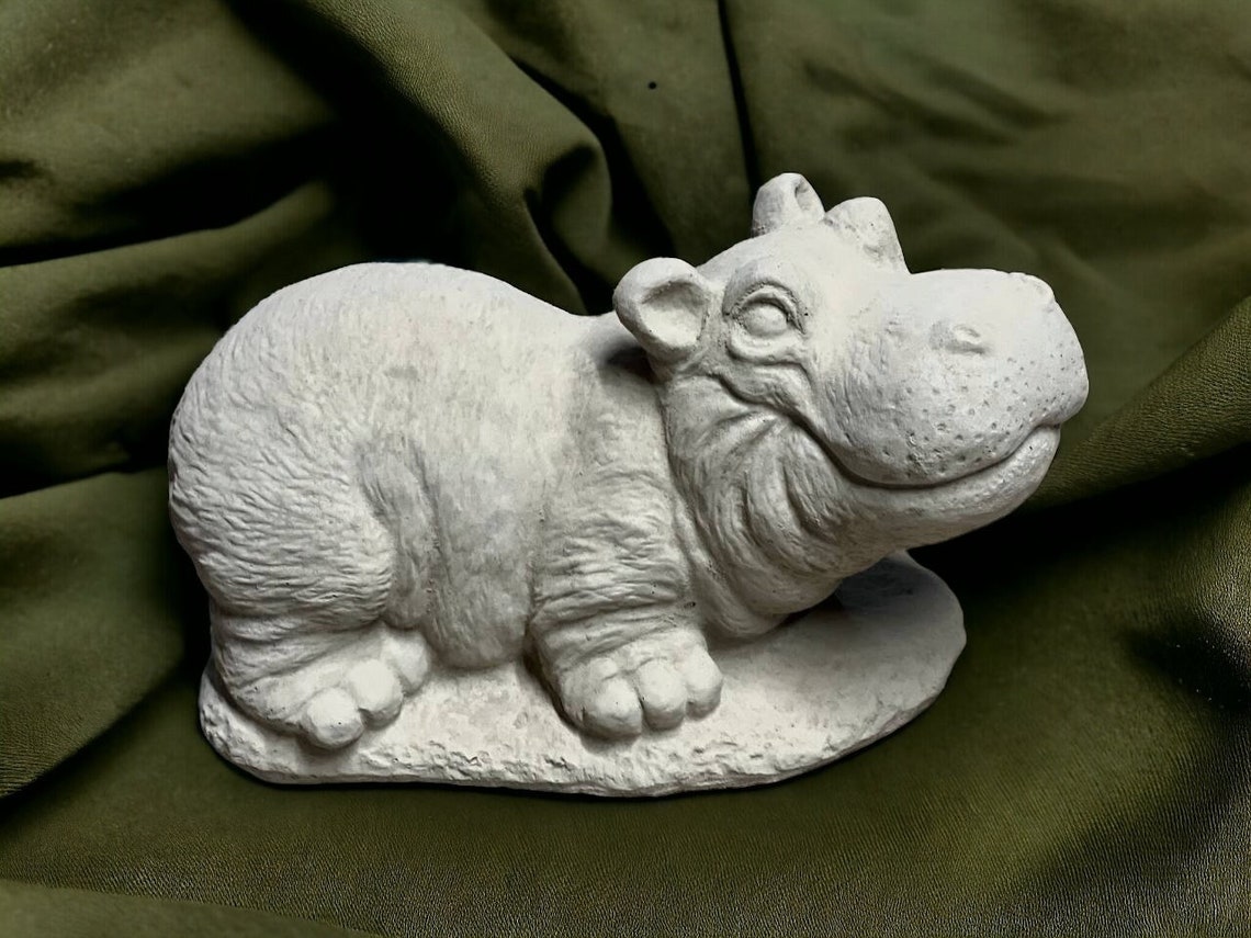 Standing Hippo Statue Tropical Hippo Standing on Post Sculpture Outdoor ...