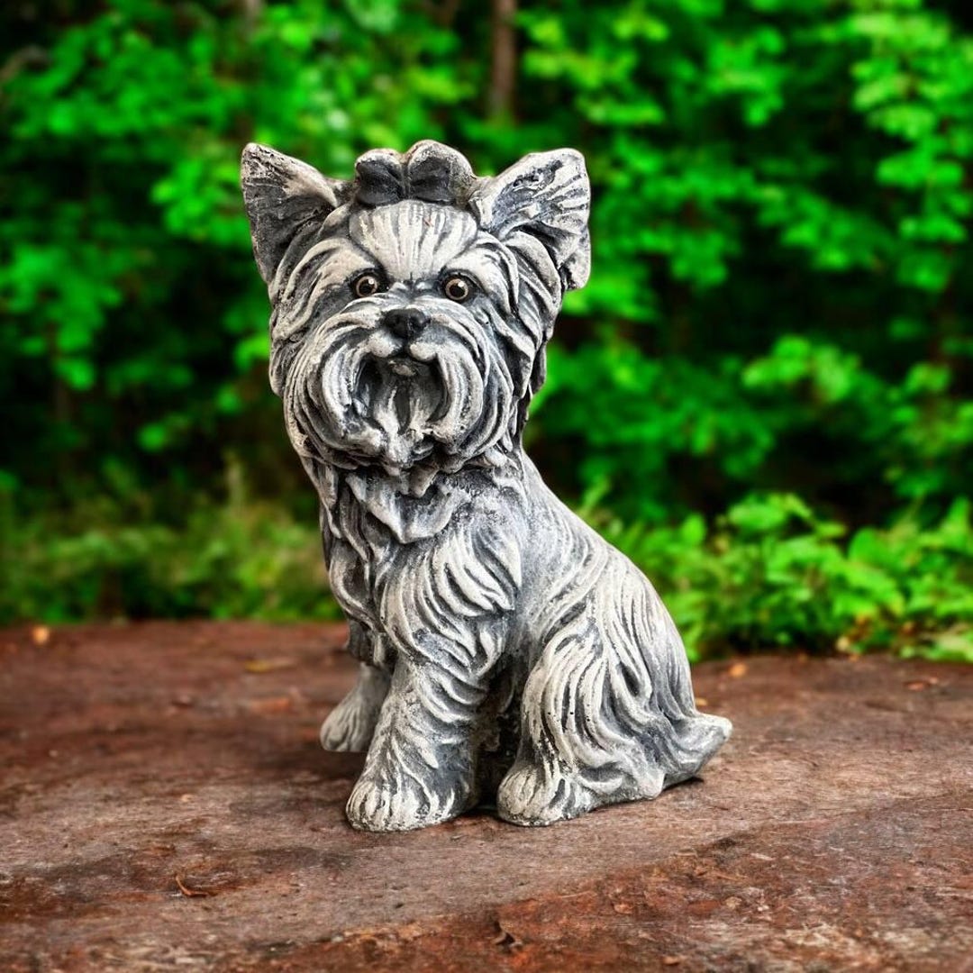 Sitting Yorkshire Terrier Puppy Figure Stone Yorkshire Terrier Dog ...
