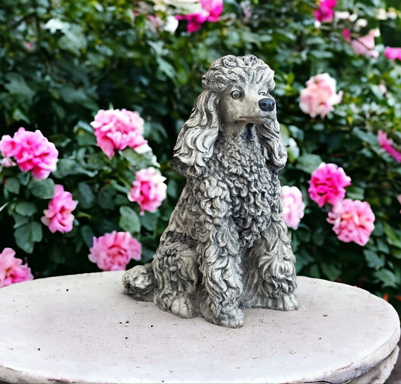 Stone Poodle Dog Figurine Concrete Poodle Dog Statue Outdoor Pet ...