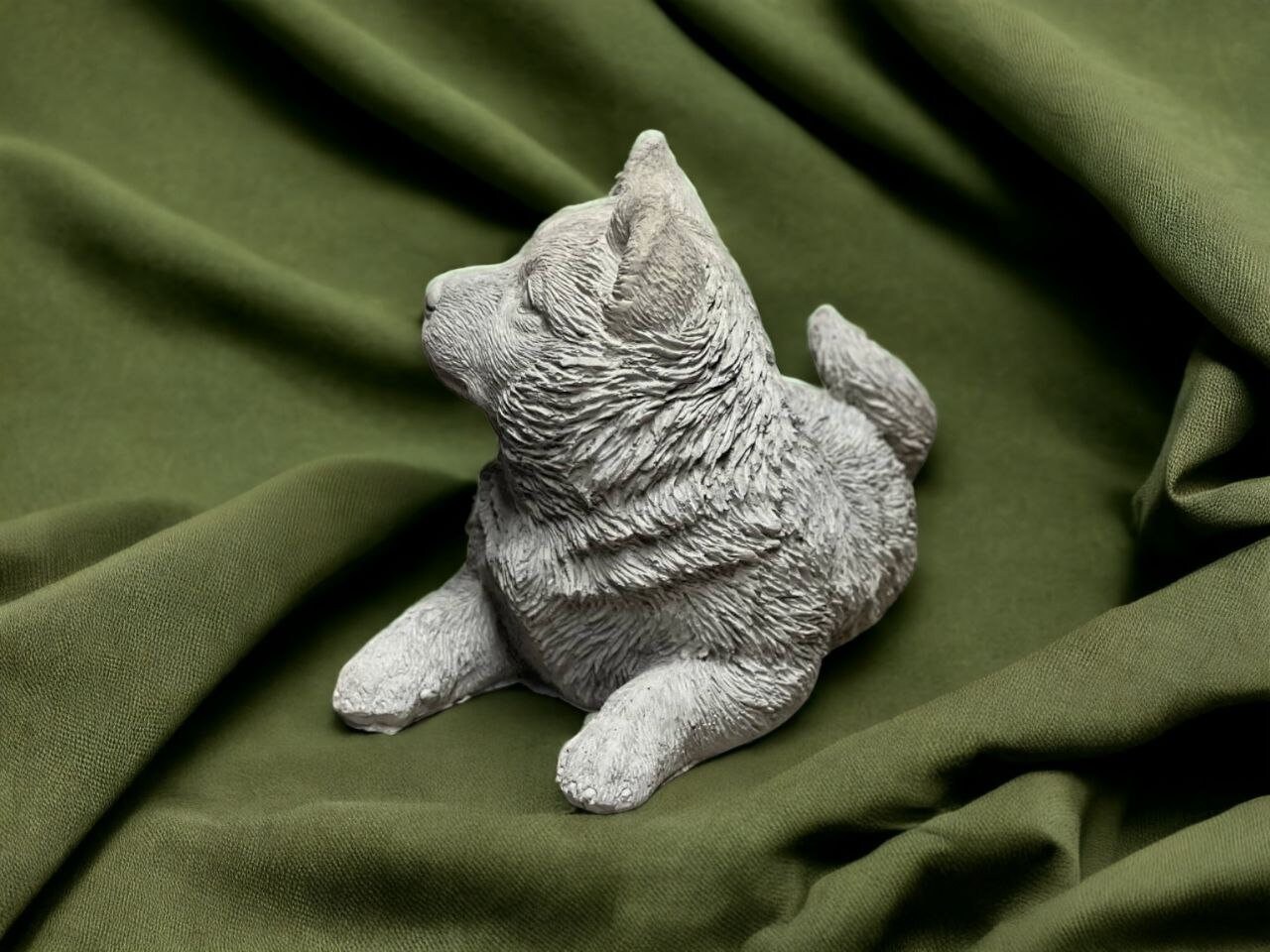 Siberian Husky Dog Figure Concrete Laying Husky Statue Puppy Siberian ...