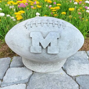 Massive Michigan Football Figure Stone Ball on Base Figurine Concrete ...