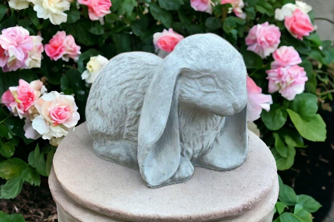 Floppette Rabbit Statue Concrete Floppette Bunny Sculpture Wild Forest ...