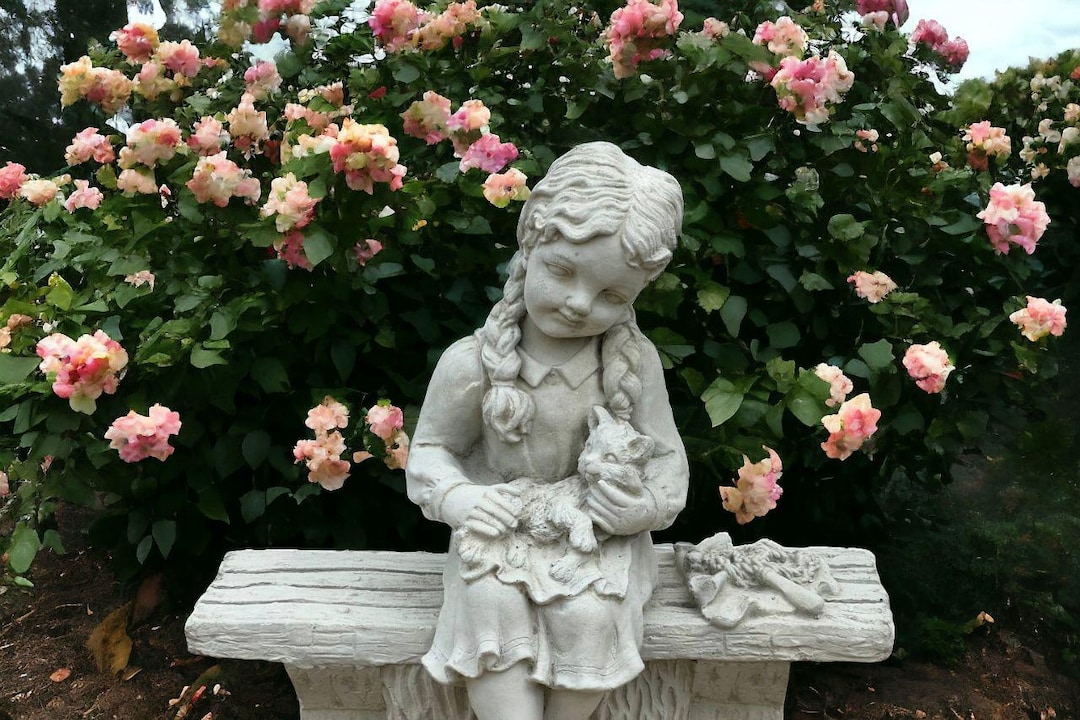 Jump Rope Jenny Statue Girl Sitting on Bench Sculpture Outdoor Gardeb ...