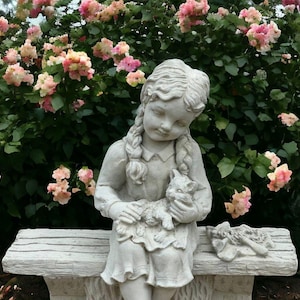 Jump Rope Jenny Statue Girl Sitting on Bench Sculpture Outdoor Gardeb ...