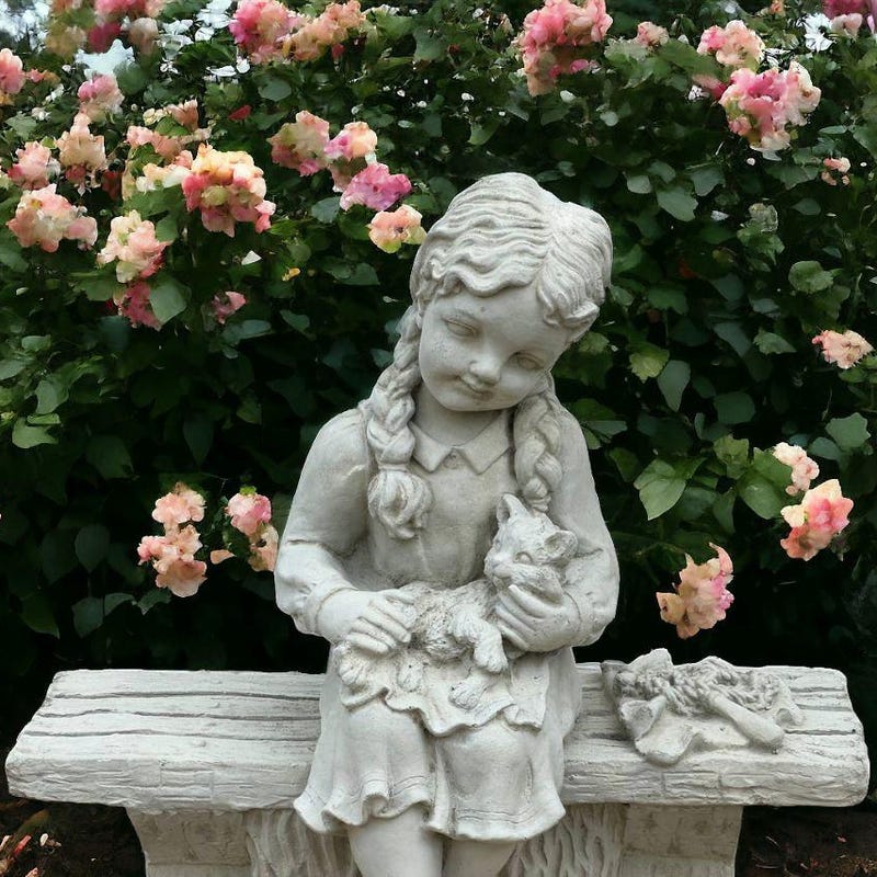 Statue Sitting on Bench - Etsy