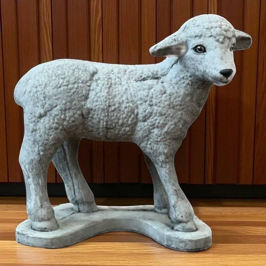 Detailed Lamb Garden Figure Realistic Farm Sheep Sculpture Concrete ...