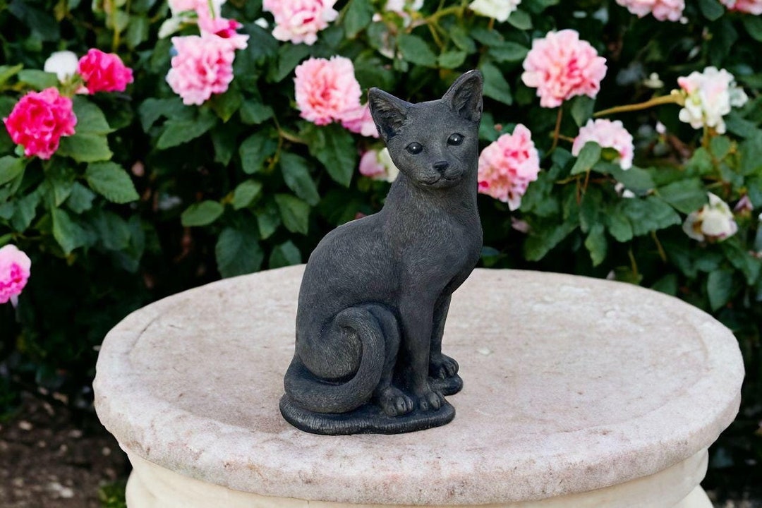 Black Siamese Cat Figure Concrete Kitten Statue Cat Memorial Outdoor or ...