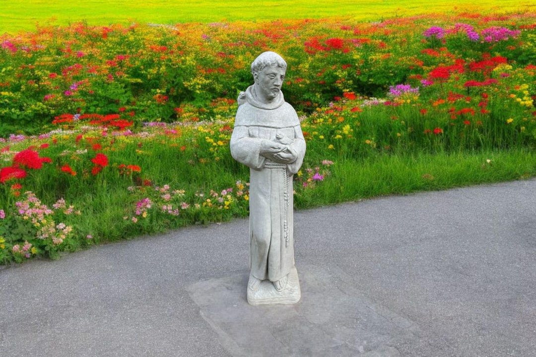 Large Standing Monk Statue Concrete Monk Figurine Religious Decoration ...