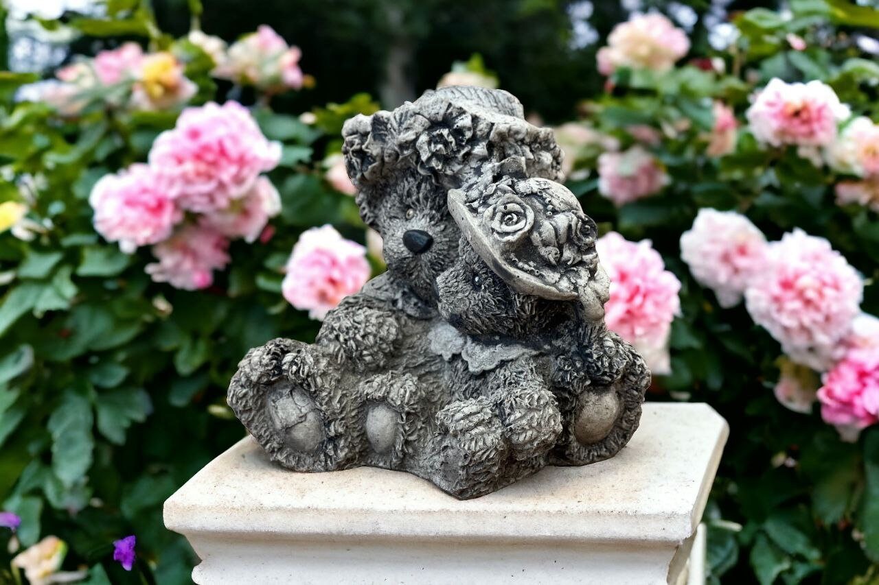 Concrete Toy Bear Pair Statue Two Bears Garden Figure Sitting Mother ...