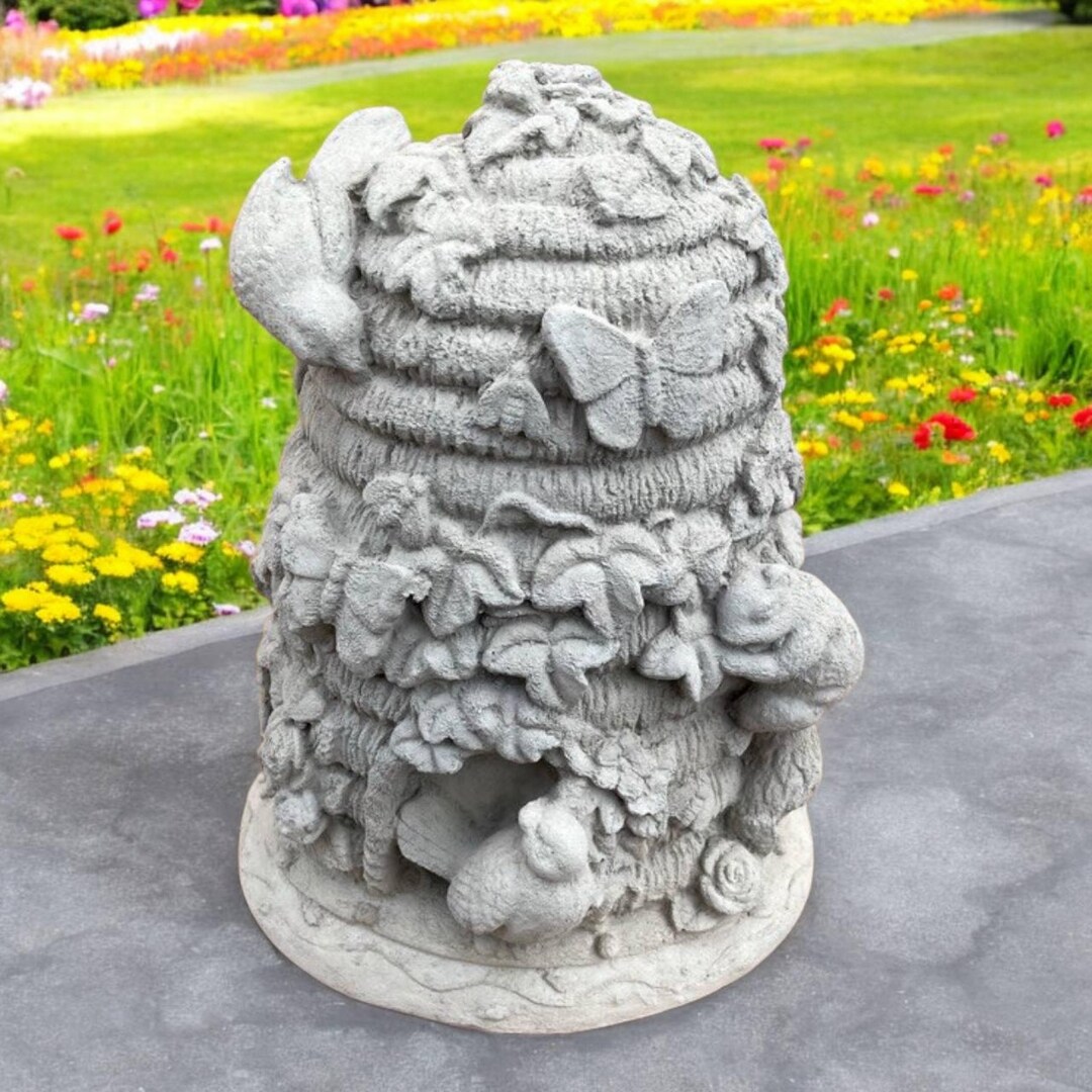 Large Beehive Figure Stone Made Bee House Sculpture Cement Bee Skep ...