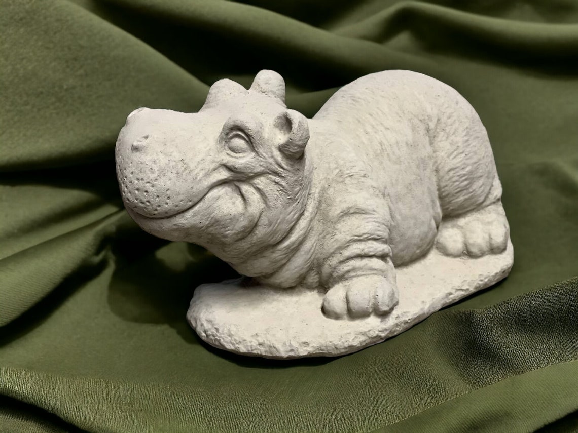Standing Hippo Statue Tropical Hippo Standing on Post Sculpture Outdoor ...