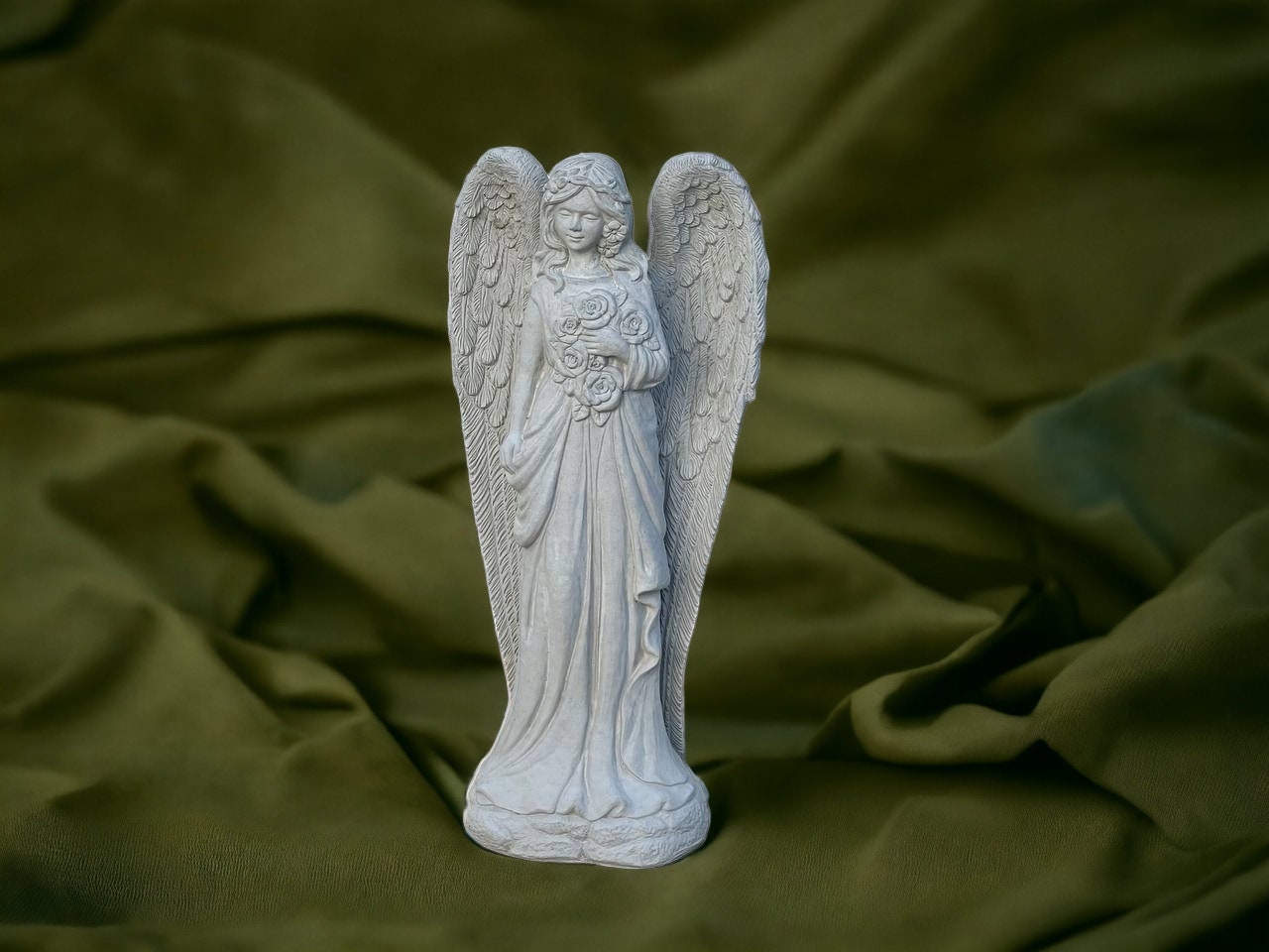 Massive Angel With Flowers Statue Tall Standing Angel Figurine Girl ...