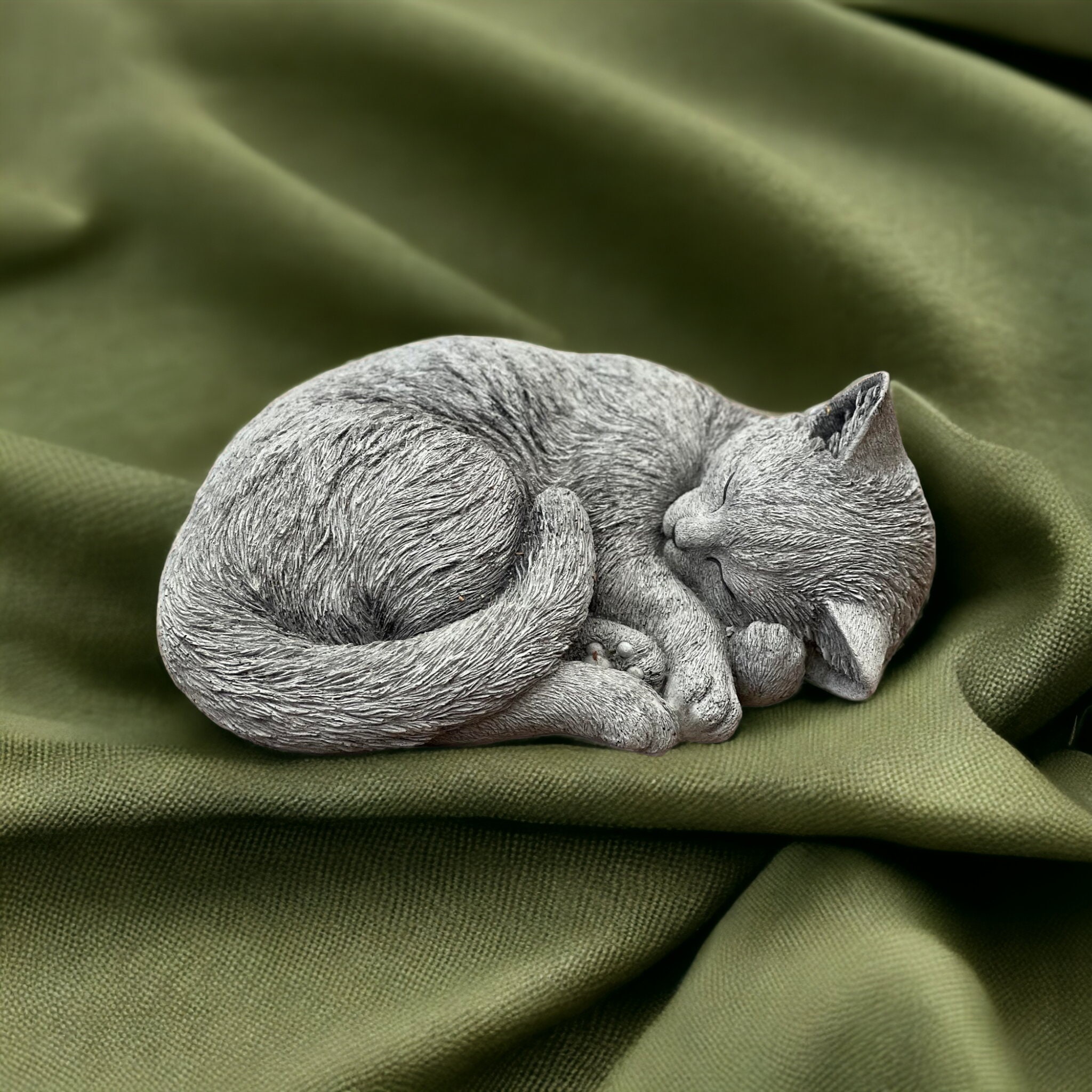 Laying on Side Cat Figure Large Kitten Figurine Outdoor Massive Cat ...