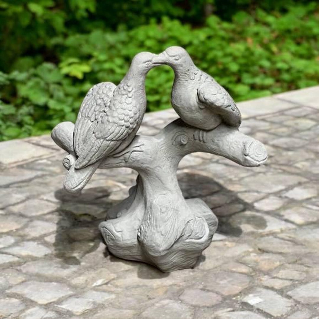 Love Doves Statue Two Birds Figurine Concrete Birds on Tree Sculpture ...