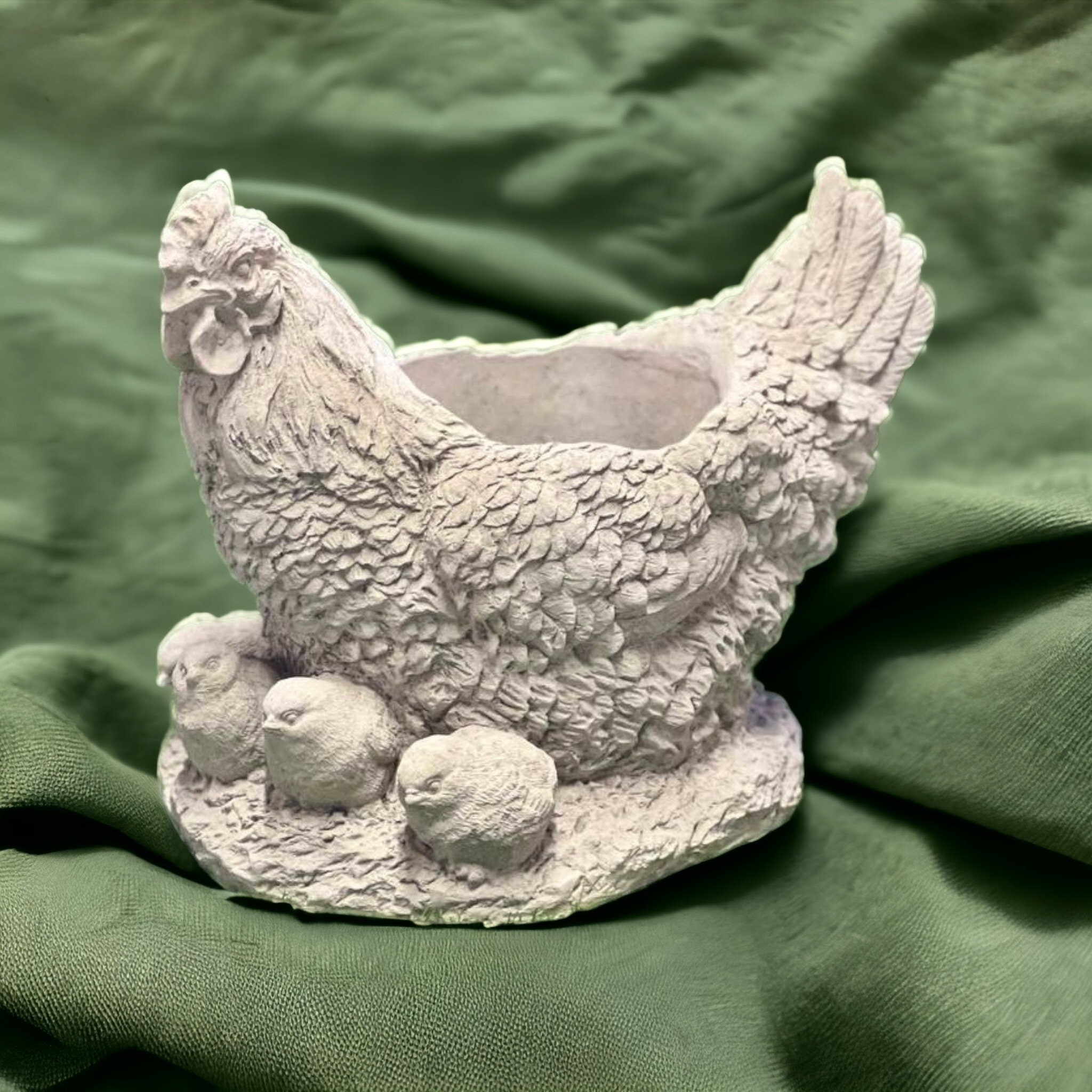 Hen Chicken With Chicks Planter Concrete Chicken Planter - Etsy