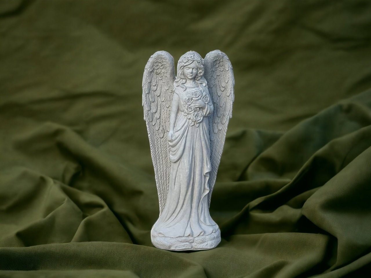 Massive Angel With Flowers Statue Tall Standing Angel Figurine - Etsy