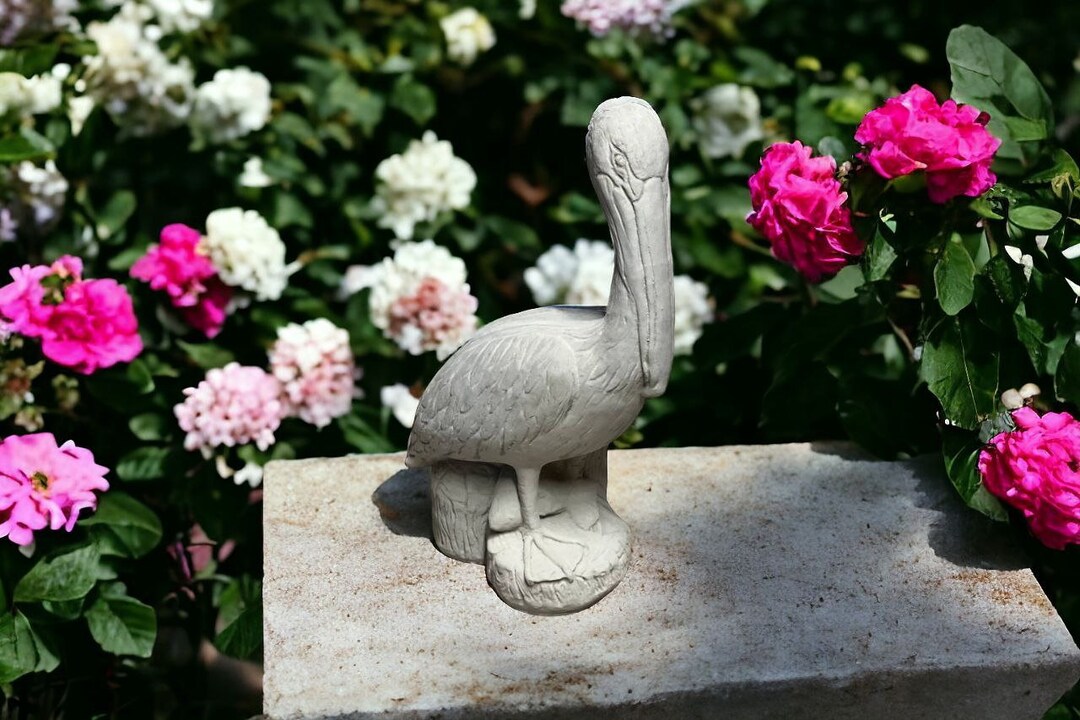 Concrete Pelican Statue Standing Pelican Figurine Tropical Sculpture ...