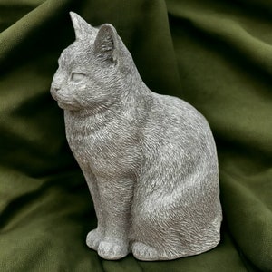 Detailed Cat Statue Sitting Kitten Figure Concrete Outdoor Cat Memorial ...