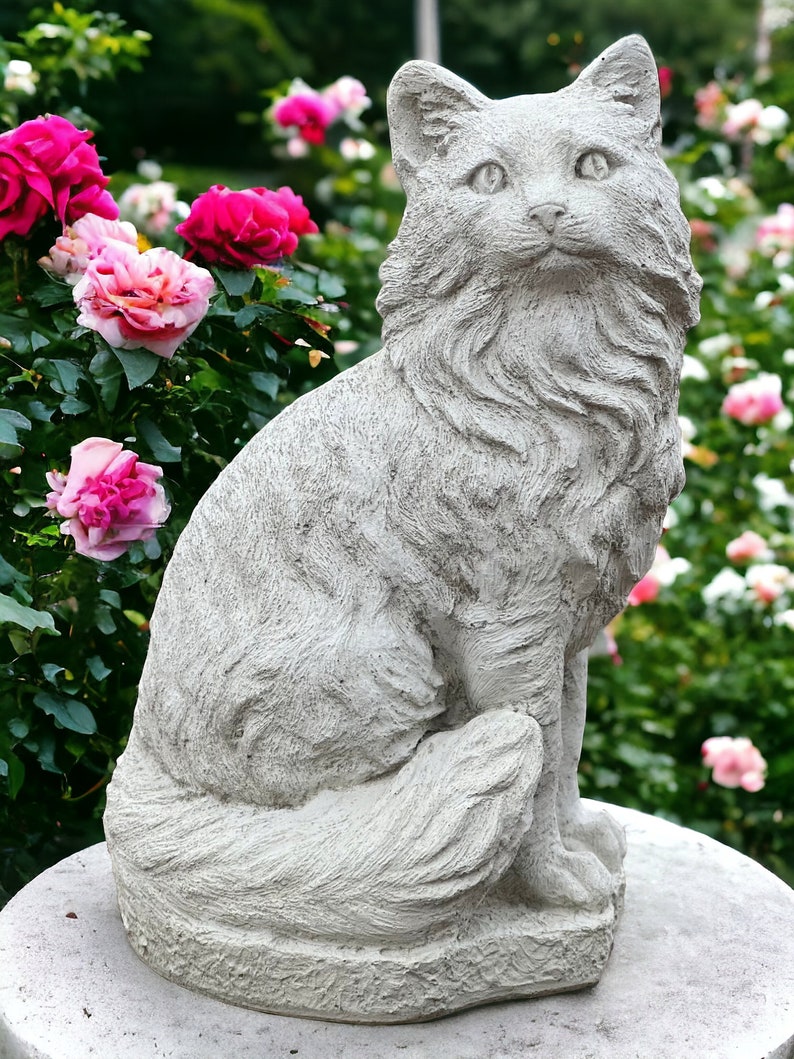 Looking up Cat Outdoor Sculpture Realistic Kitten Garden Statue ...