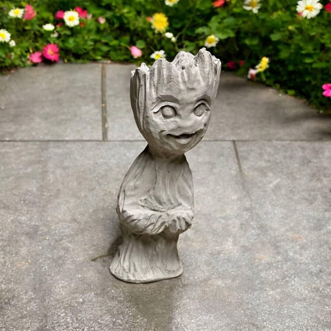 Concrete Groot Figure Standing Groot Statue Movie Style Art Cement ...