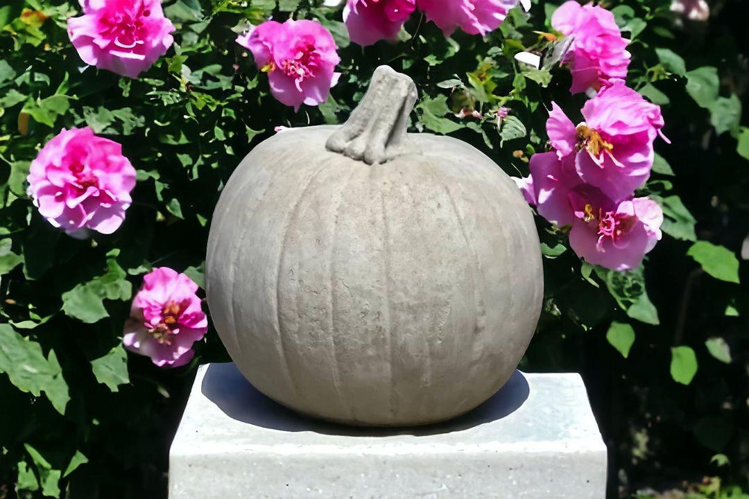 Halloween Pumpkin Statue Cement Autumn Decoration Concrete Garden ...