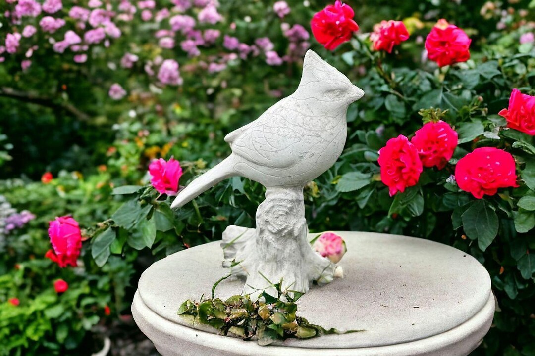 Concrete Cardinal Figure Outdoor Wild Bird Sculpture Cement Bird ...