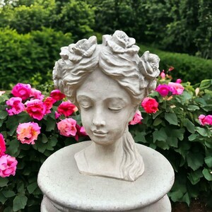 Flowers Planter Sculpture Head With Roses Pot Figure Garden Nymph ...