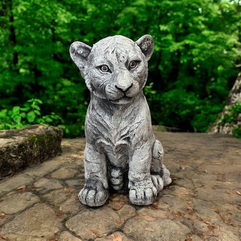 Realistic Tiger Cub Statue Concrete Tiger Figure Wild Animal Garden ...