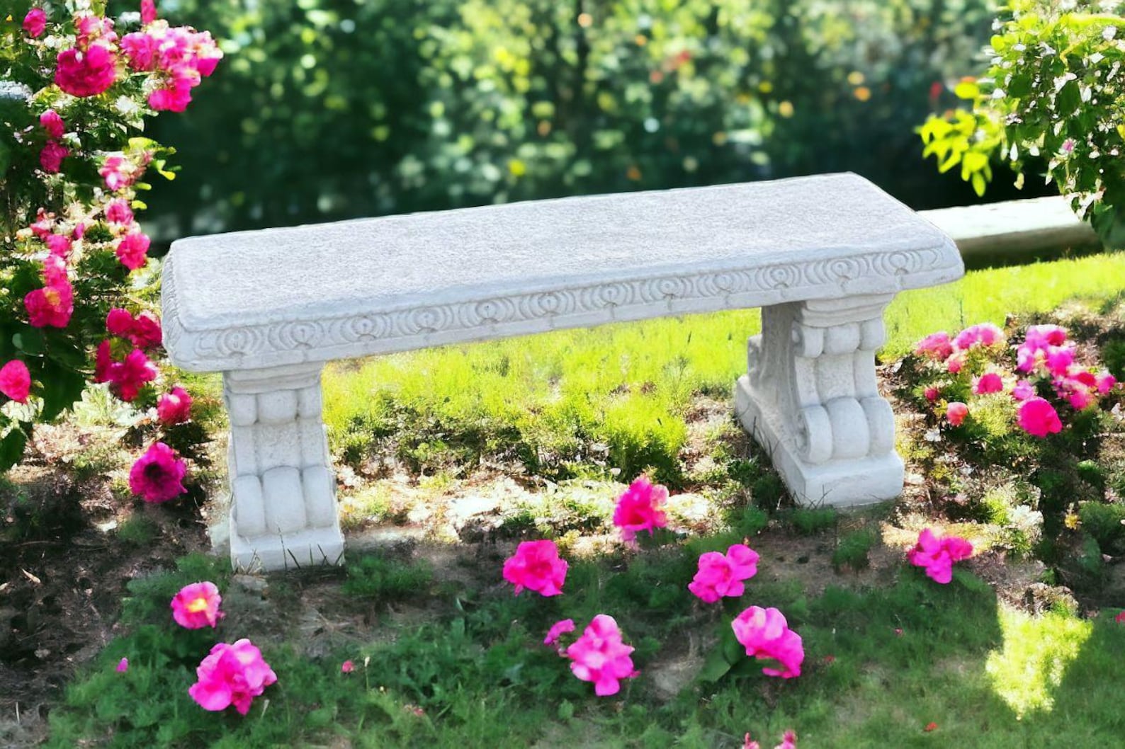 Detailed Bench Figurine Concrete Yard Figure Detailed Bench Sculpture ...