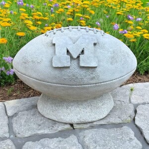 Massive Michigan Football Figure Stone Ball on Base Figurine Concrete ...