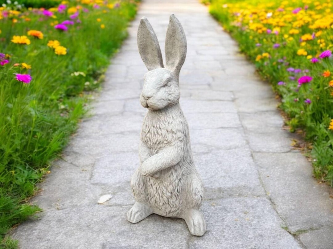 Concrete Rabbit Massive Figure Standing Bunny With Split Ears Sculpture ...