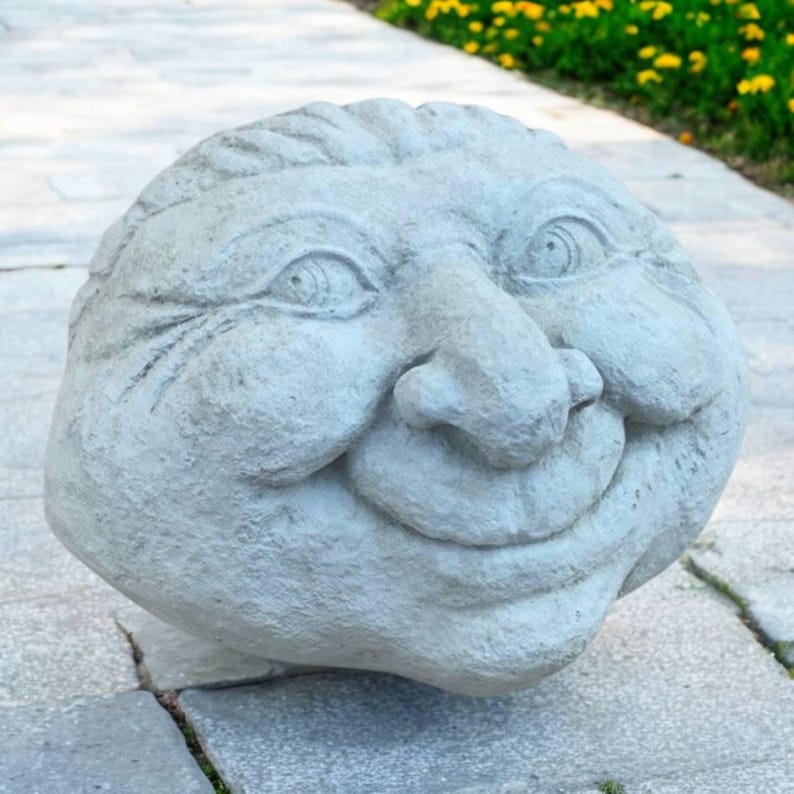 Grandmother Face Figure Porch Grandma Concrete Sculpture Cement Face ...
