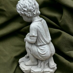 Concrete Boy With Dog Statue Massive Boy Figure Outdoor Garden Backyard ...