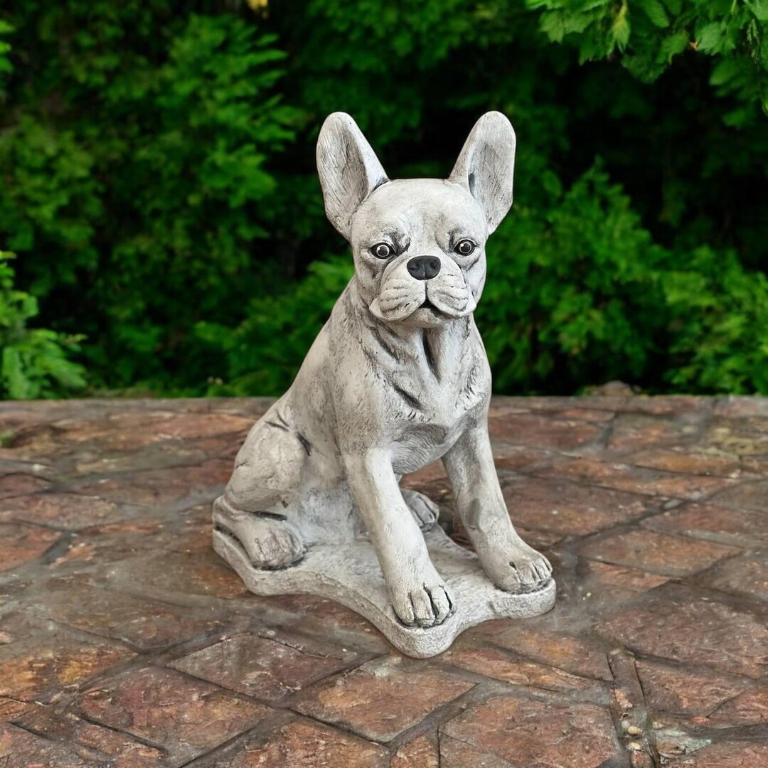 Sitting Boston Terrier Statue Concrete Boston Terrier Figure Stone Dog ...