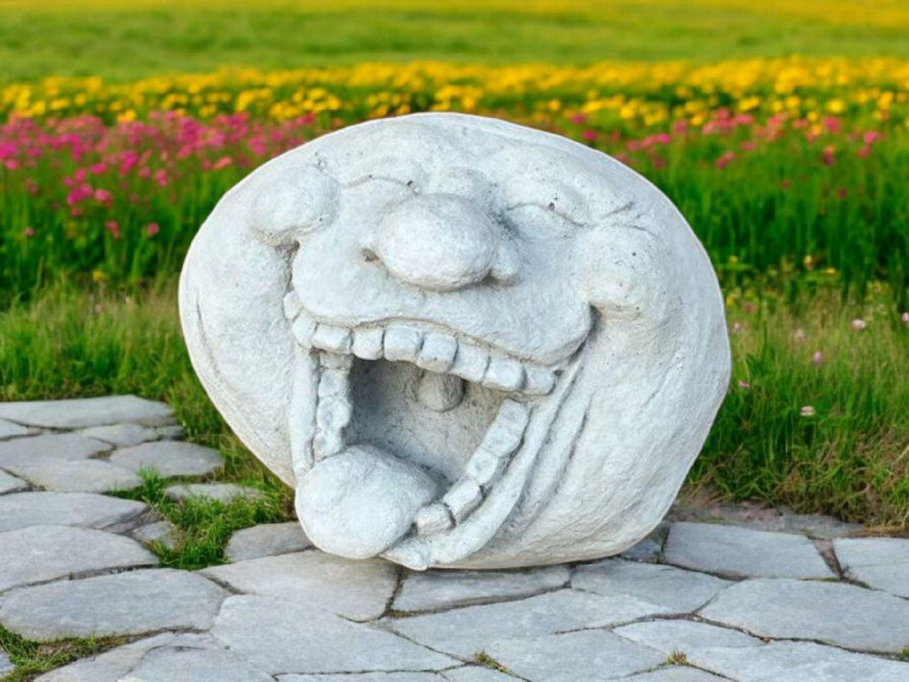 Smilling Face Figure Stone Face Rock Face With Tongue Out Figurine ...