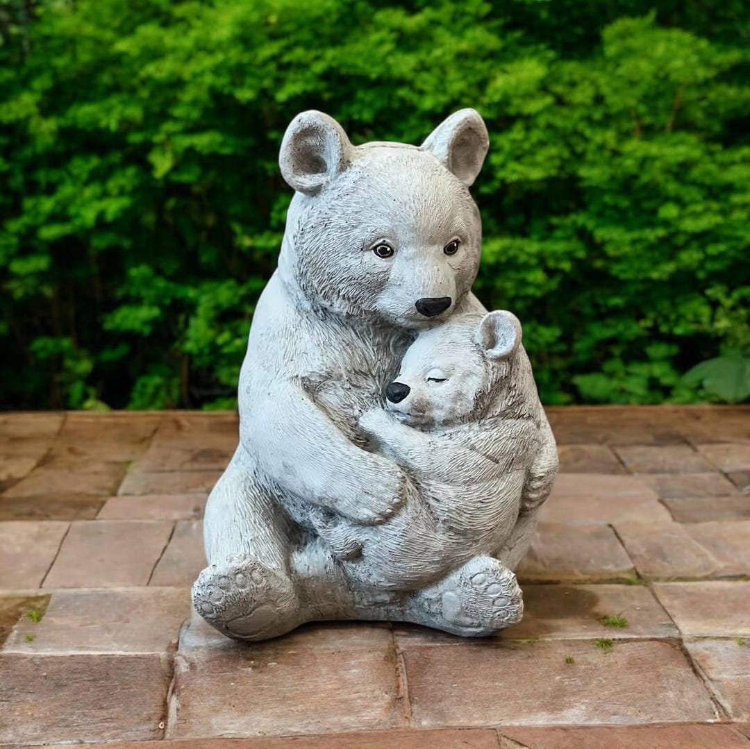 Panda Mom With Baby Panda Statue Concrete Pandas Figure Outdoor Garden ...
