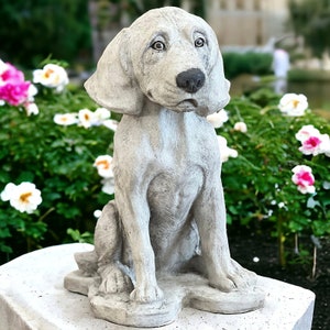 Garden Beagle Statue Stone Sitting Dog Figure Detailed Beagle Figurine ...